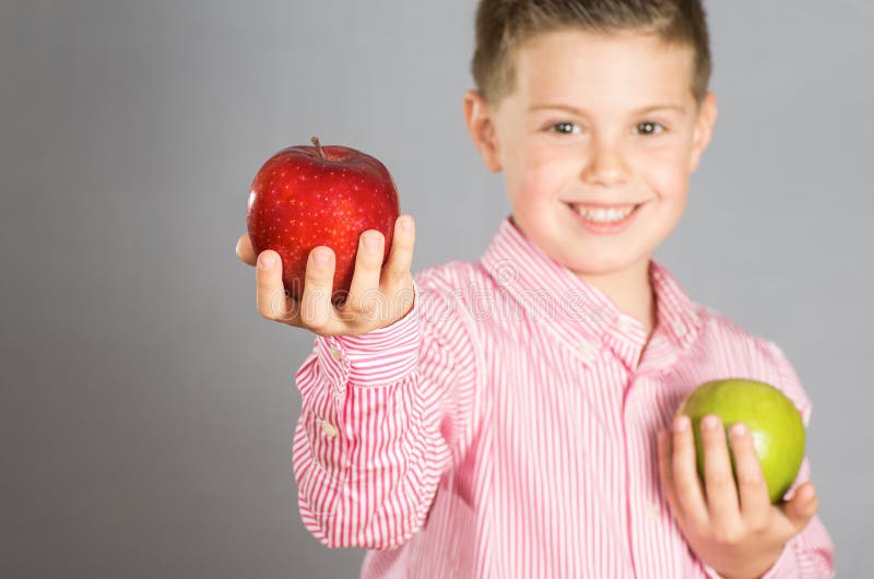 The child of apples 10 stock image. Image of face, happy - 29860079