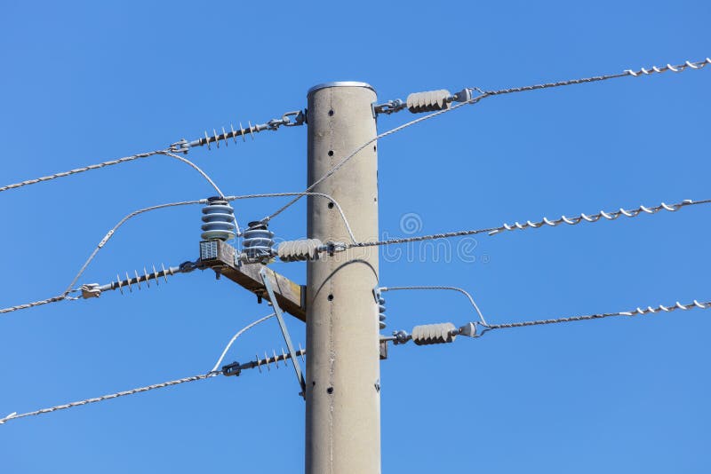 Photograph of a Concrete Telephone Post and Cables Stock Image - Image ...