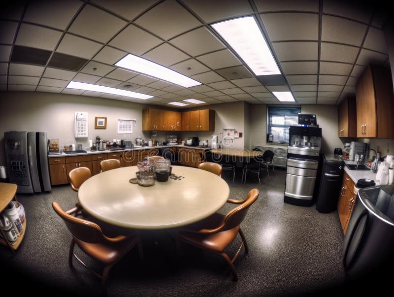 Wideangle Shot Empty Office Break Room Stock Illustration ...