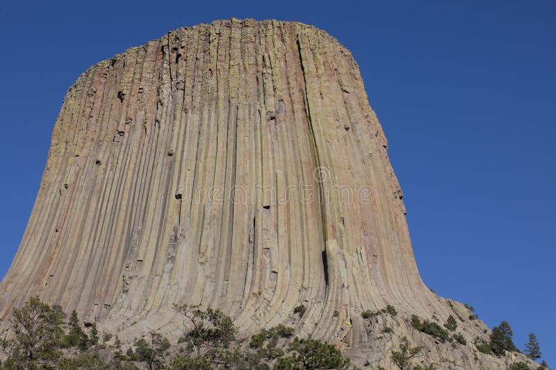 Photograph of the Devils Tower and Bright Blue Clear Sky Stock Image ...