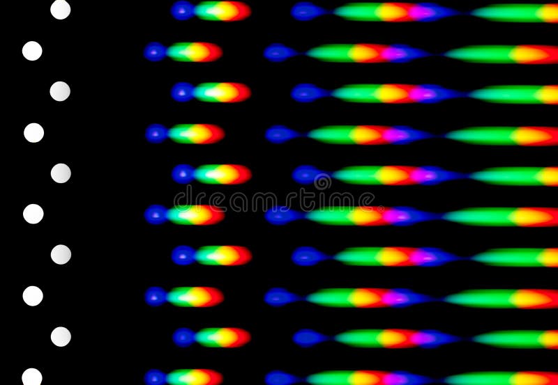 Photo of a Diffraction Pattern from a Line of LEDs. Beautiful Play of ...