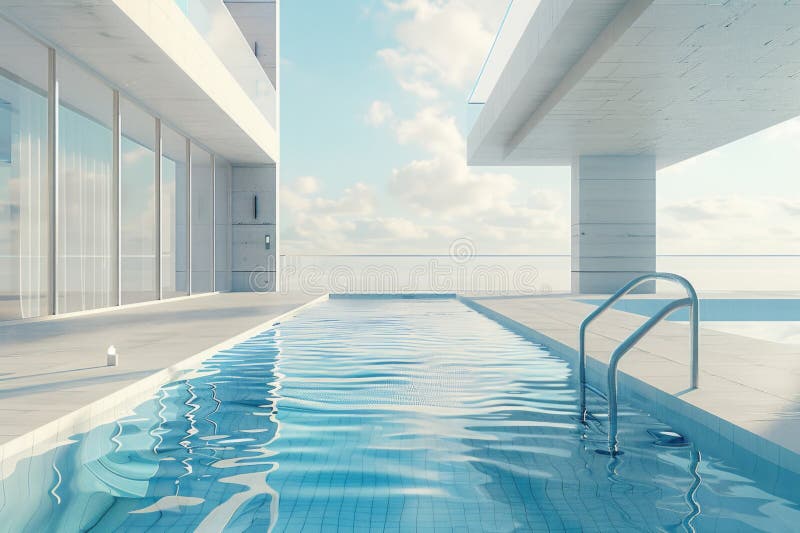 A Photograph of an Empty Swimming Pool in a Large Building Stock Photo ...