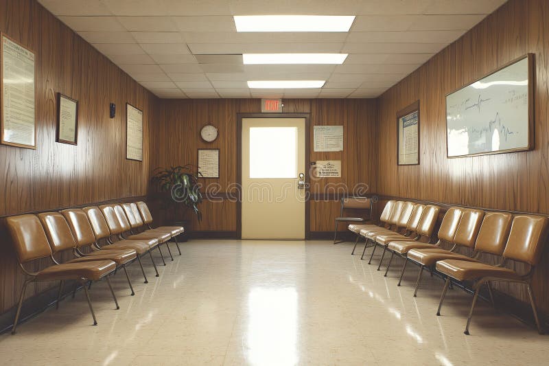 A Photograph of an Empty Waiting Room in the Style of 70s Photography ...