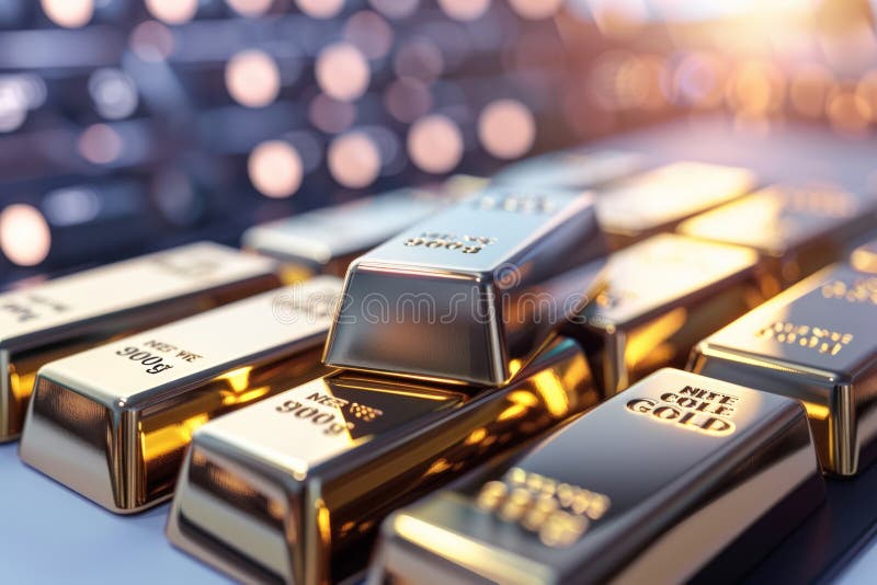 Stack of Shiny Gold Ingots for Wealth and Investment Purposes Stock ...
