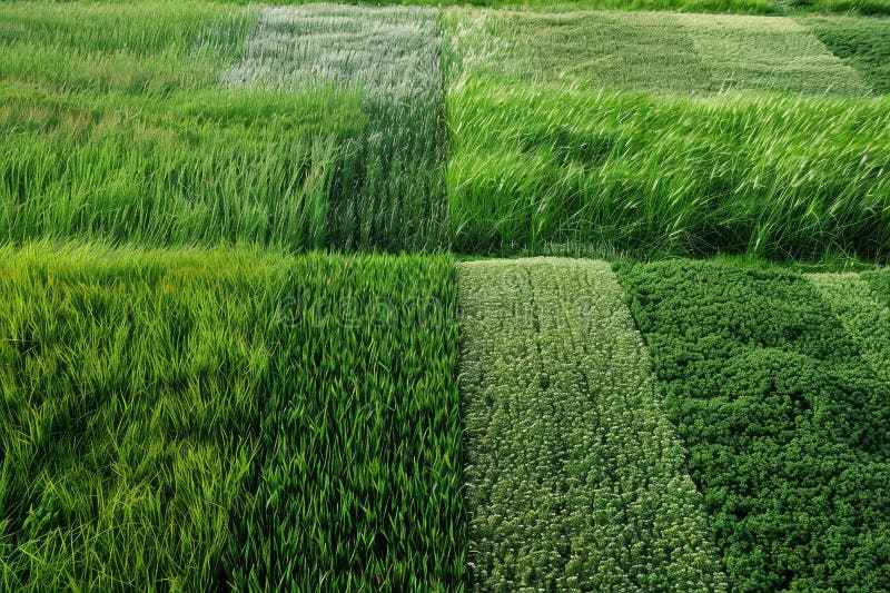 A Photograph of a Field with Different Types of Green Crops, Including ...