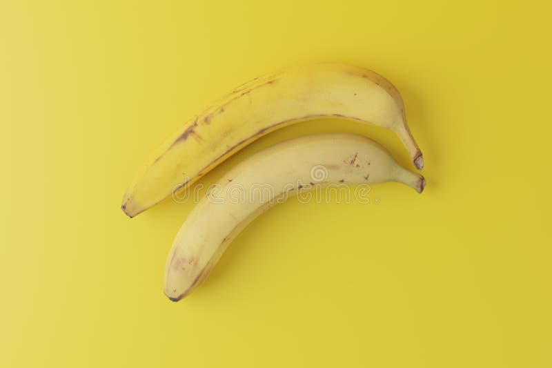 Fresh Banana on Solid Yellow Background Stock Photo - Image of flower ...