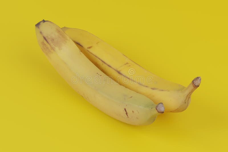 Fresh Banana on Solid Yellow Background Stock Image - Image of food ...