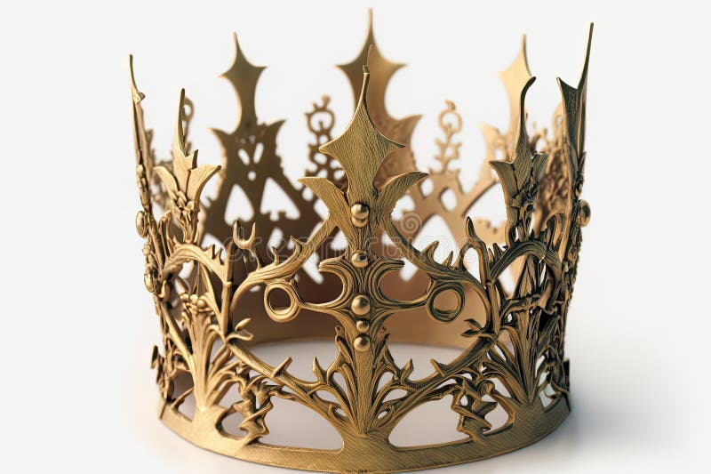 Photograph of a Golden Crown, Top View, on a White Background Stock ...