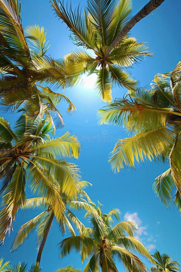 Photograph of a Group of Palm Trees in Summer Stock Illustration ...