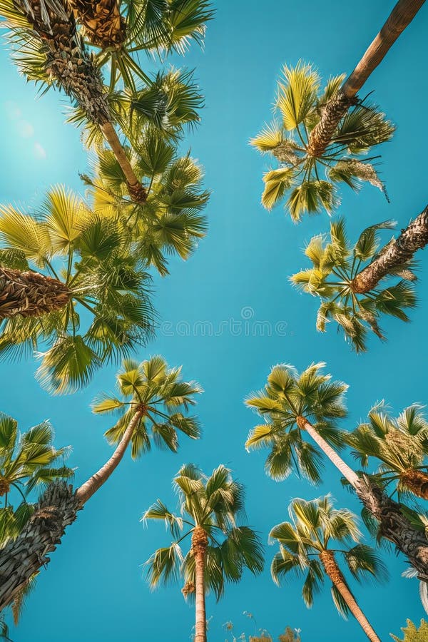 Photograph of a Group of Palm Trees in Summer Stock Illustration ...