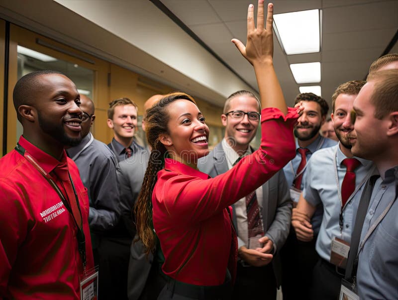 Team Celebrating Successful Presentation Stock Illustration ...