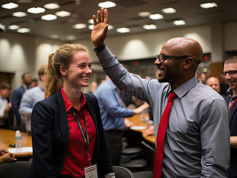Team Celebrating Successful Presentation Stock Illustration ...