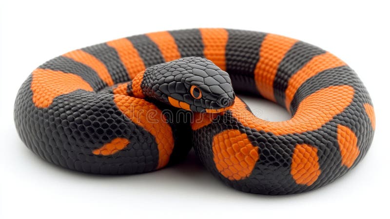 A Photograph of a King Cobra Snake, Colored in Orange and Black ...