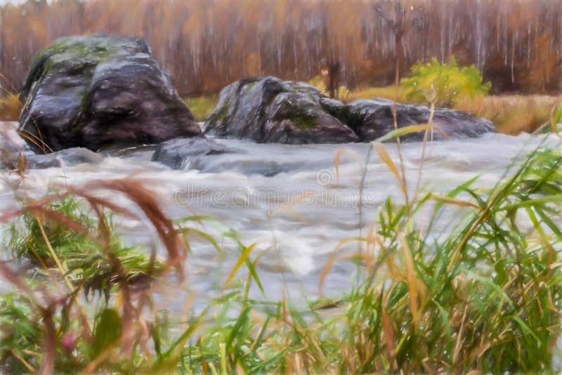 Photograph of a Large Mountain Stream in the Urals Stock Photo - Image ...