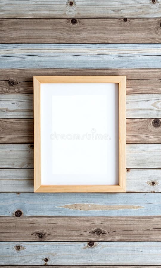 Photograph of a Light Wooden Picture Frame Centered on a Rustic ...