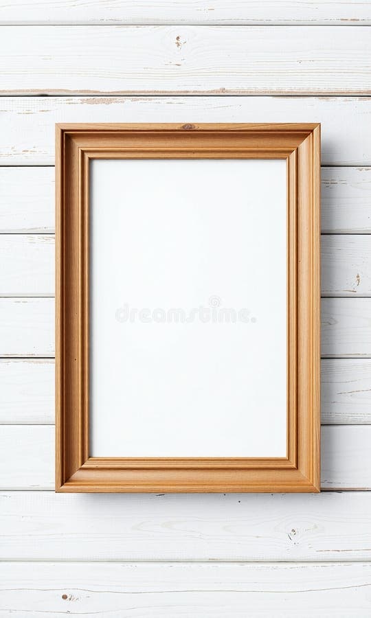 Photograph of a Light Wooden Picture Frame Centered on a Rustic ...