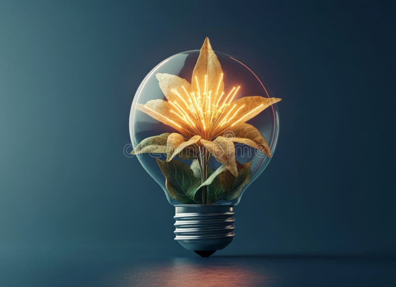 A Photograph of a Lightbulb with a Plant Inside, Emitting Bright Light ...