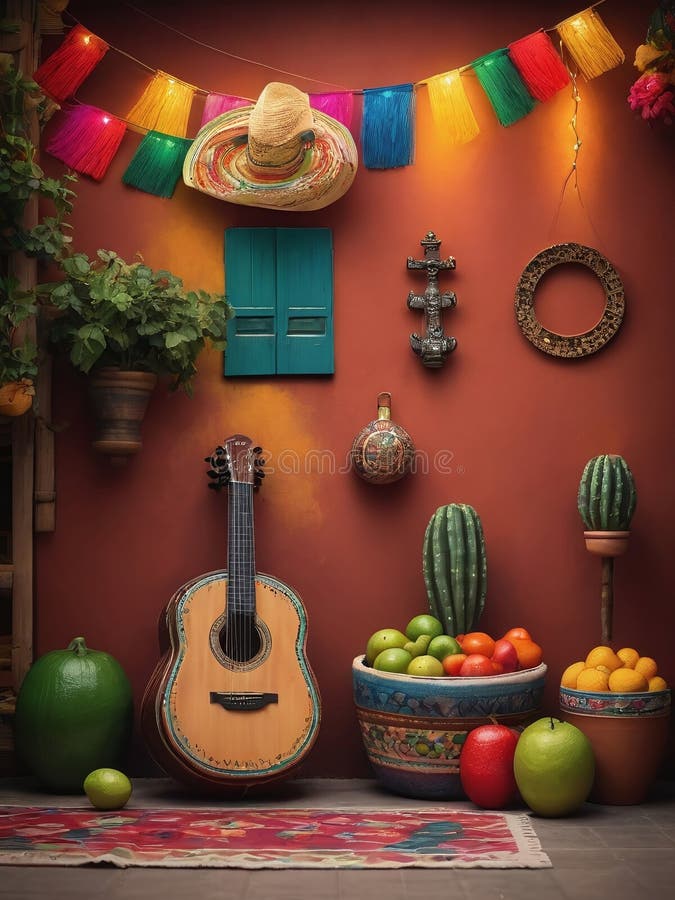 Photograph of Mexican Themed Background. Generative AI Stock ...