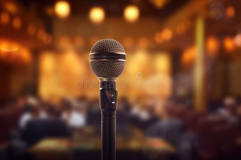 A Photograph with the Microphone in Focus Above the Lecture Hall ...