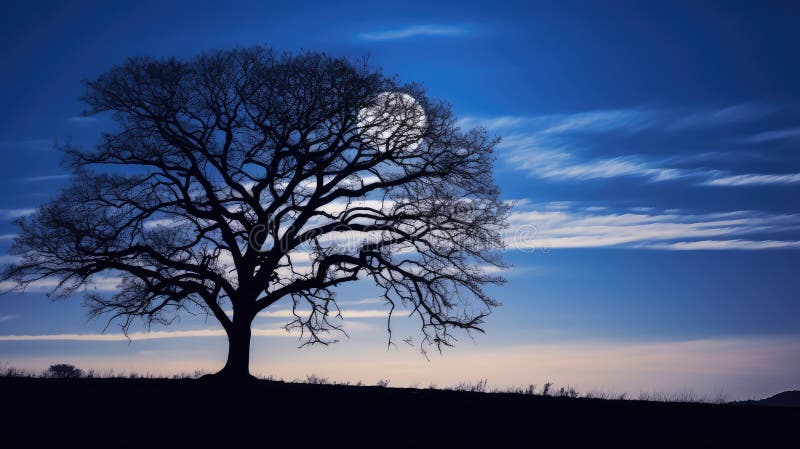 Photograph moon tree stock illustration. Illustration of luminous ...