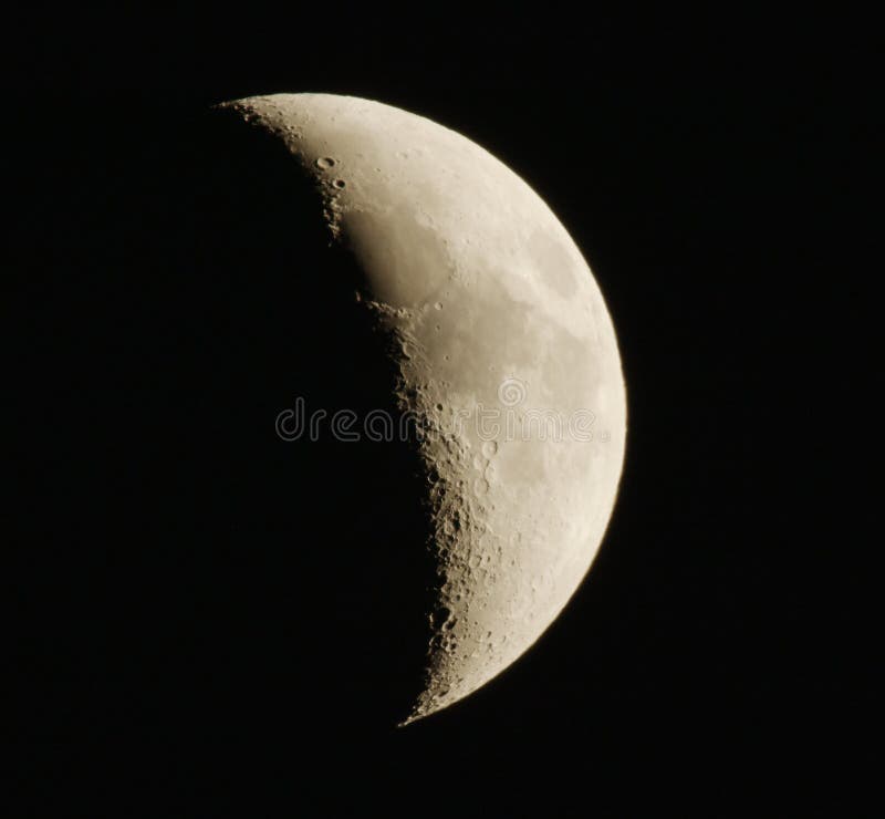 Photograph of Moon in the Waxing Crescent Lunar Phase Stock Image ...
