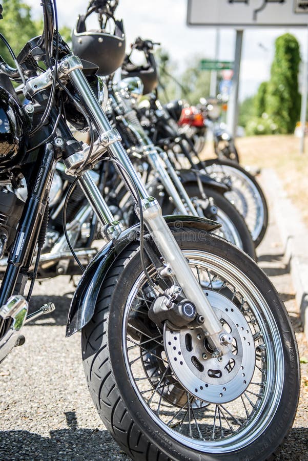 Motorcycles parking editorial stock photo. Image of fast - 123415008