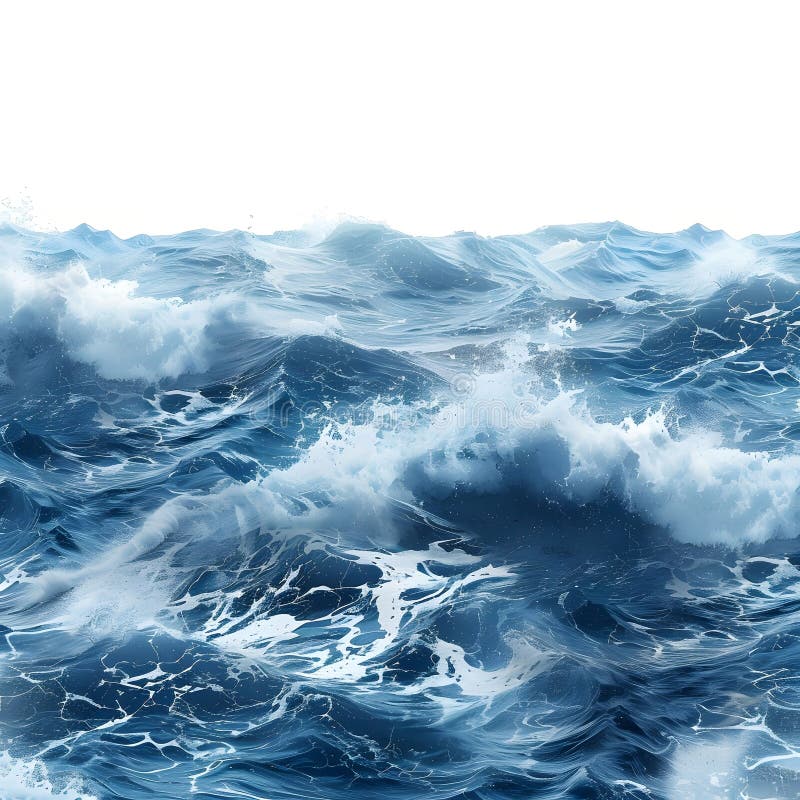 Ocean Waves with White Caps Stock Illustration - Illustration of watery ...