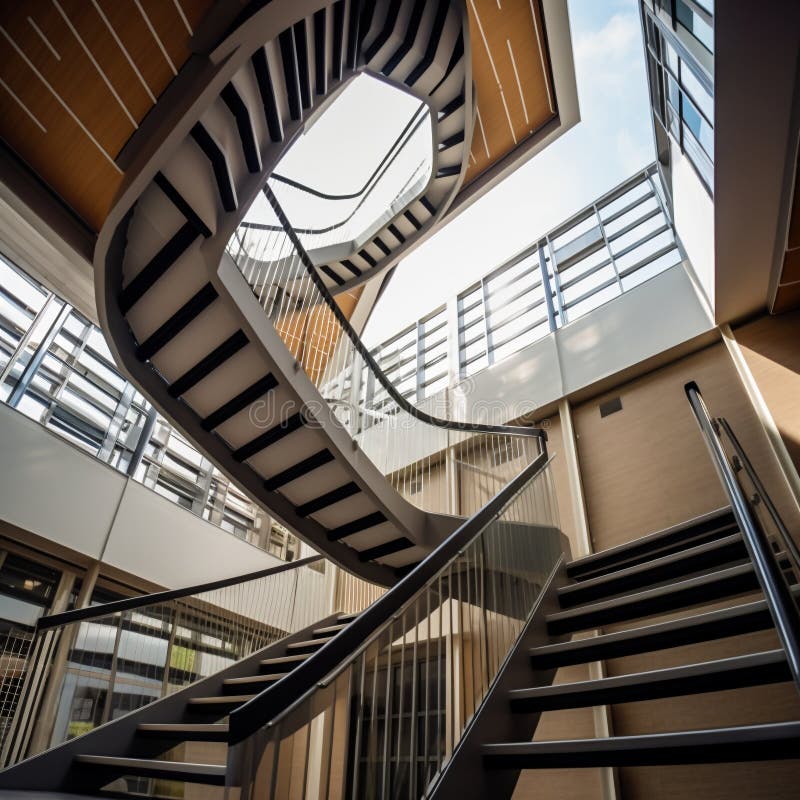 Interesting Design and Natural Light in Office Staircase Stock Illustration - Illustration of ...