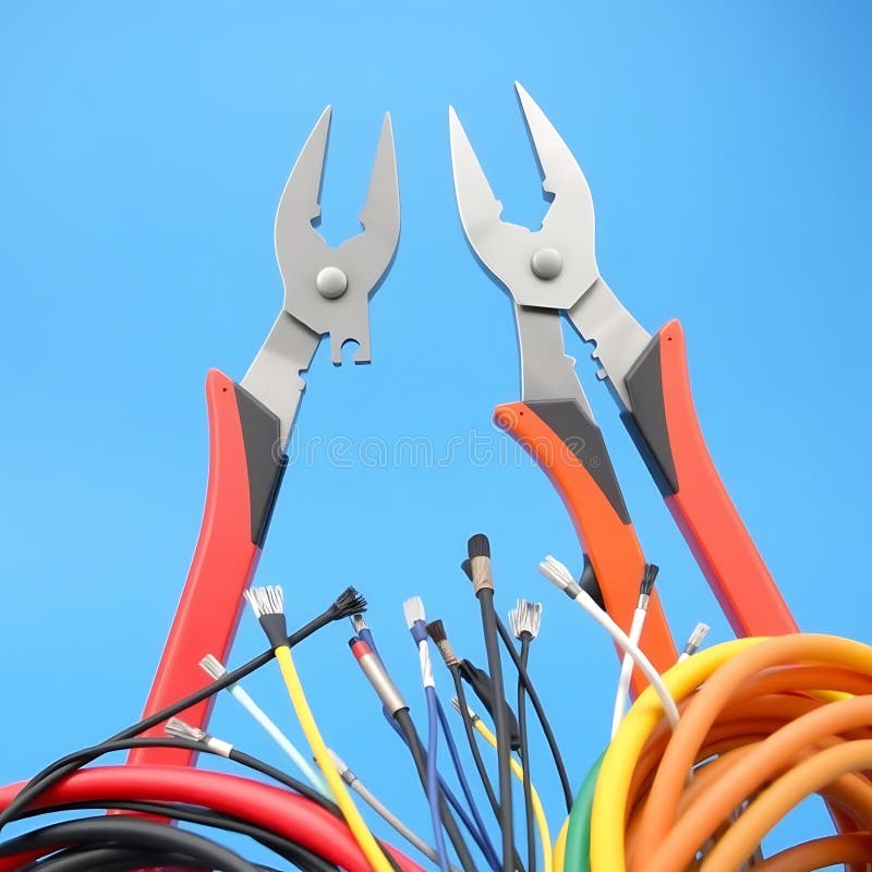 Photograph of a Pair of Cable Cutters with a Blue Background and ...