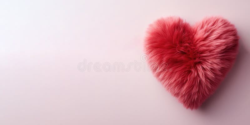 Banner with Pink Fluffy Heart on Pink Background Ai Created Stock ...