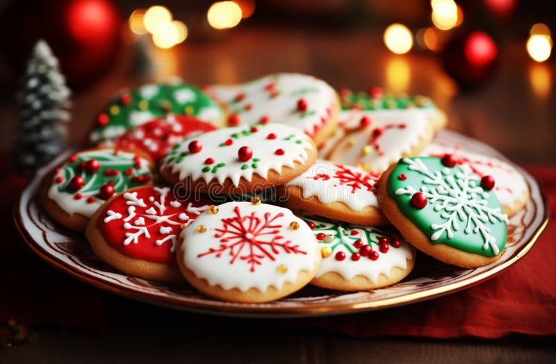 Plate of Christmas Cookies stock illustration. Illustration of seasonal ...