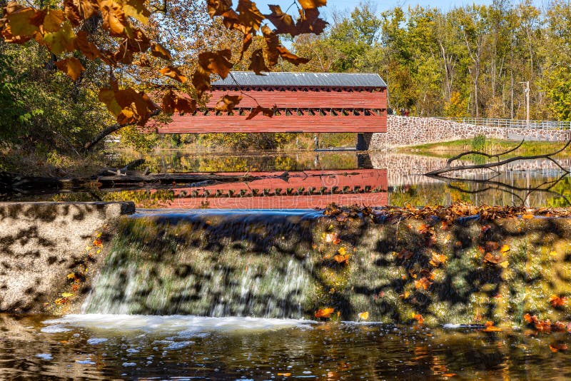 Sachs Covered Bridge Gettysburg during the Fall with Water in the ...