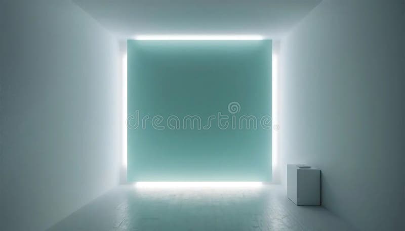 Minimalist Modern Interior Design: Light Blue Backlit Wall in Empty ...