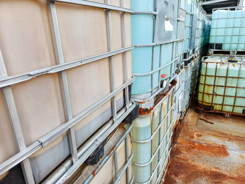 Stacked Intermediate Bulk Containers Offering a Textured Industrial ...