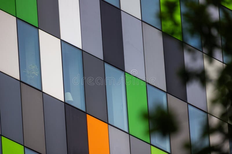 The Photograph Shows a Modern Building Facade with a Grid of ...