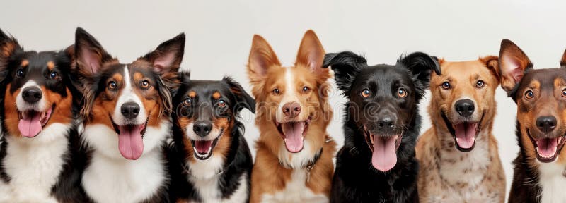 Seven Dogs Standing Nearby and Looking Directly at the Camera with a ...