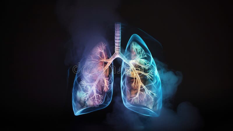 Digital Illustration of Human Lungs with Bright Colors Stock ...