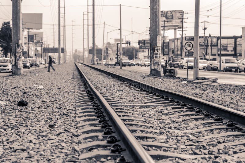 Photograph of Some Train Rails Stock Photo - Image of stones, rail ...