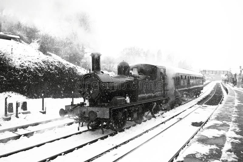 Steam train in snow a stock photo. Image of funnel, snow - 29987924