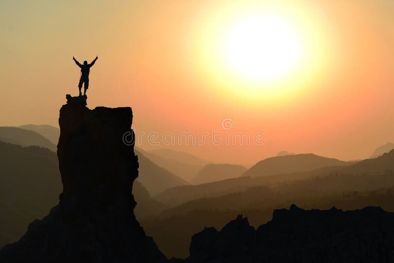 Strong, Determined and Active Mountaineer Success Stock Photo - Image ...
