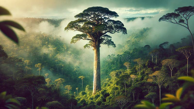Photograph of a Towering Ceiba Tree, with the Surrounding Rainforest ...