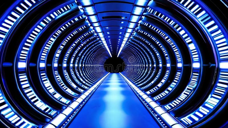 A Tunnel of Blue Lights in the Middle of a Tunnel Stock Video - Video ...