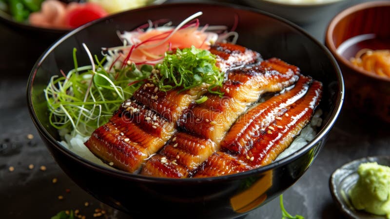 Photograph of Unagi Rice Bowl Stock Illustration - Illustration of ...