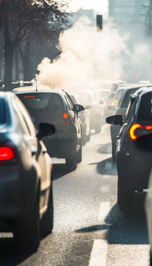 Photograph of Vehicles in Congested Traffic with Emissions Contributing ...