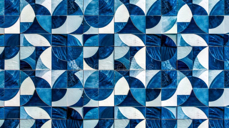 Abstract Blue Geometric Mural Pattern Stock Photo - Image of exterior ...