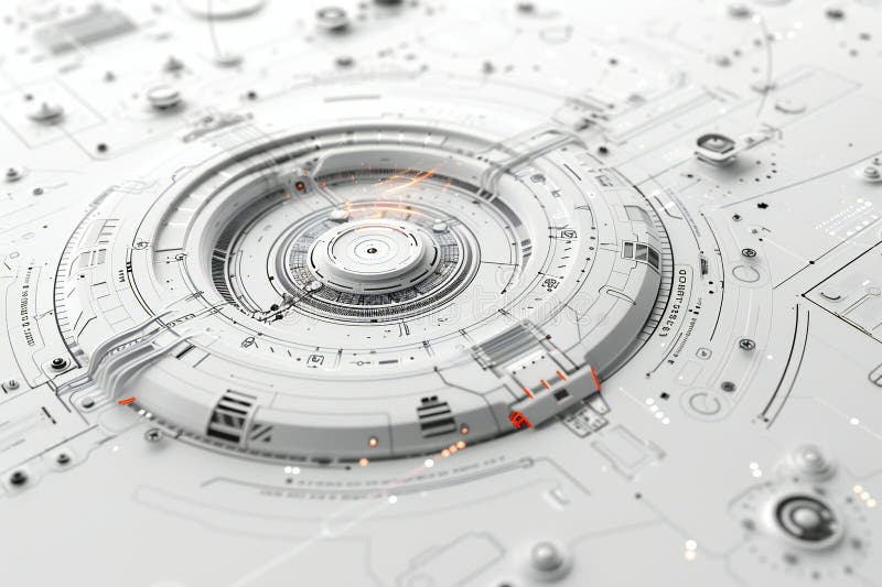 Photograph White and Grey Graphic of Circular Futuristic Technology ...