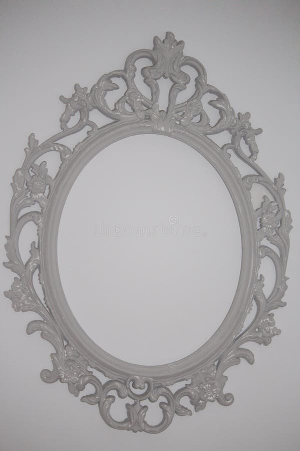 Photograph of White Rococo Frame Hanging on Wall Stock Image - Image of ...
