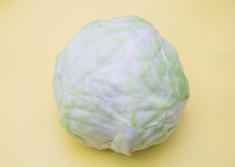 Photograph Whole Cabbage Yellow Background Stock Photos - Free ...
