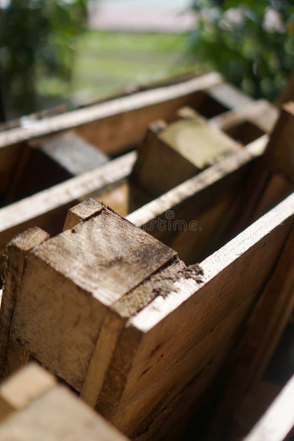 Photograph of Wooden Board Stack in the Park. Stock Image - Image of ...