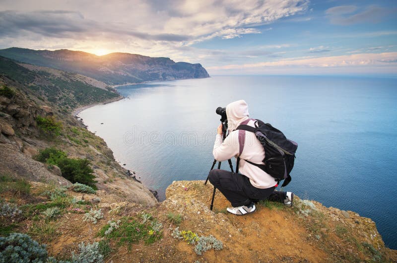 Photograph Work in Mountain. Stock Photo - Image of black, evening ...